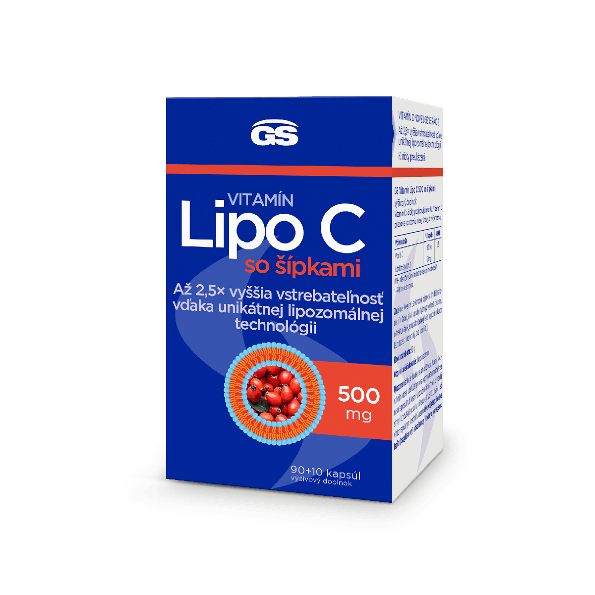GS Vitamín Lipo C 500 so šípkami, 90 + 10 kapsúl | GSKlub.sk