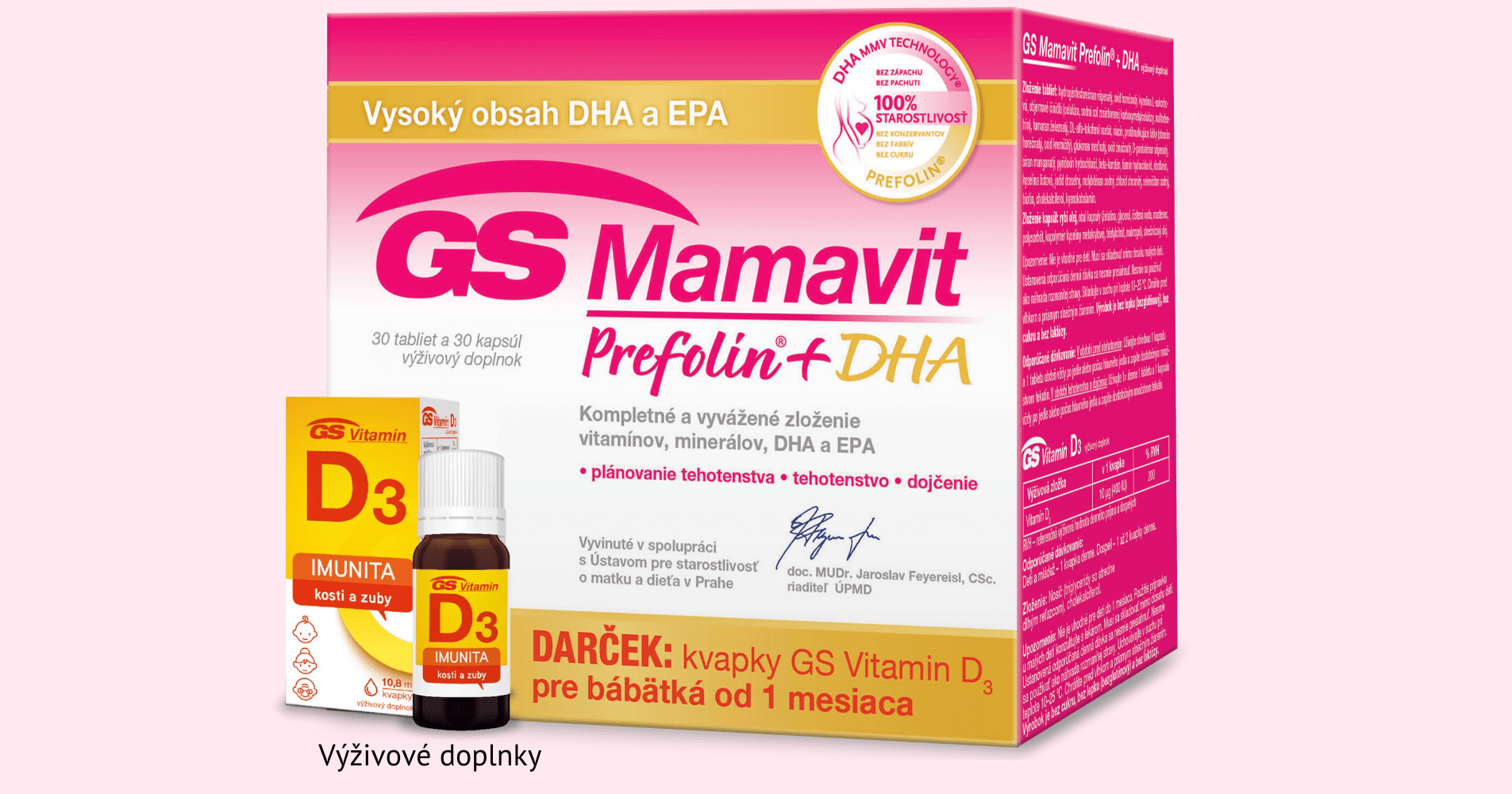 GS Mamavit Prefolin+DHA s horčíkom, 30 tabliet + 30 kapsúl + darček ...